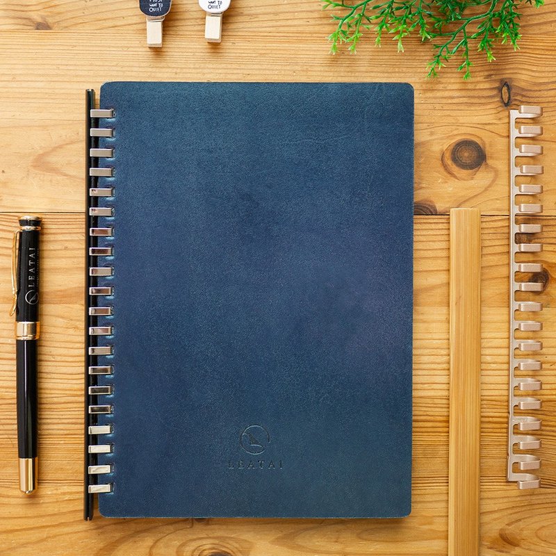 A5 抽取式活頁本-歐洲進口頭層牛皮。普魯士藍 - 設計館 Leatai磊泰 筆記本/手帳 - Pinkoi
