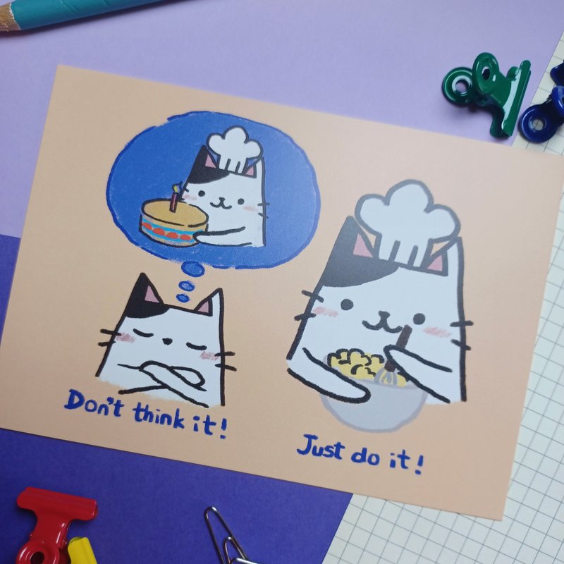 明信片 【別想了, 行動吧】A6 size kitman_cat.embroidery｜卡片/明信片人氣榜 - Pinkoi