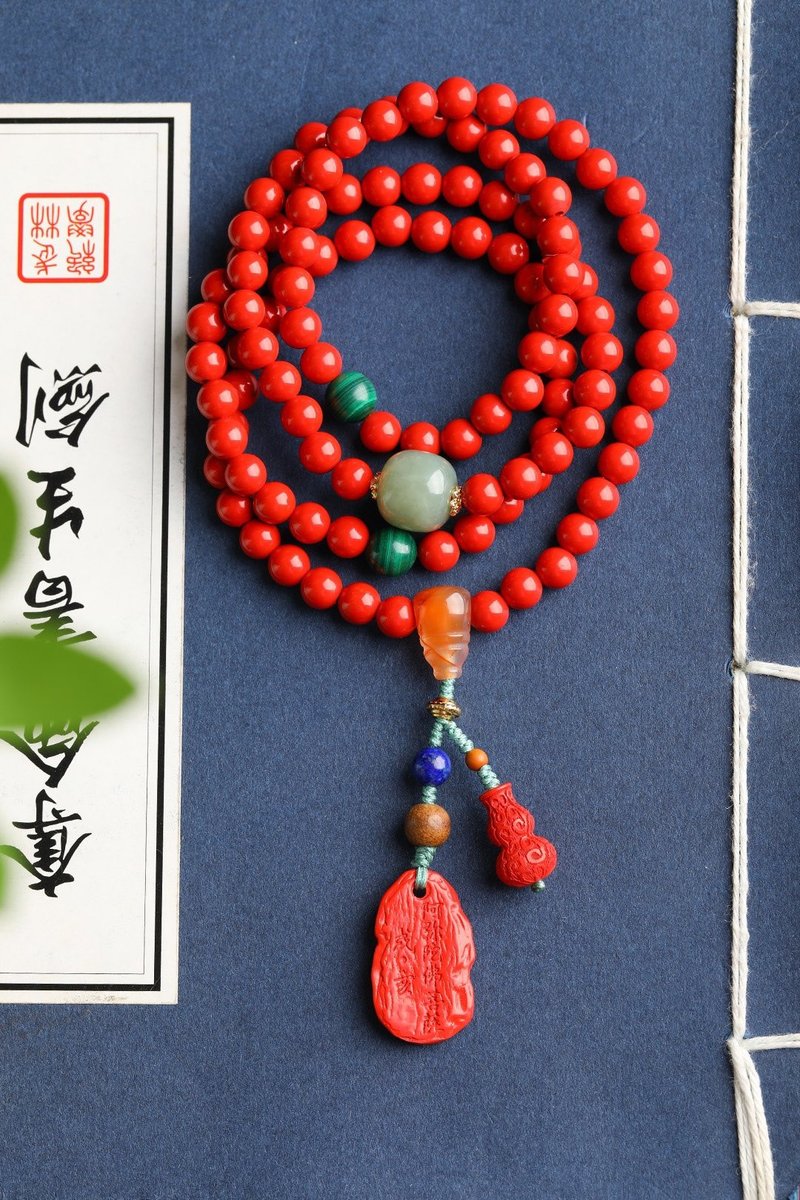 天然原礦硃砂精品紅砂108顆佛珠手鏈規格6mm左右 含量高95%以上 水墨｜手鍊/手環人氣榜 - Pinkoi