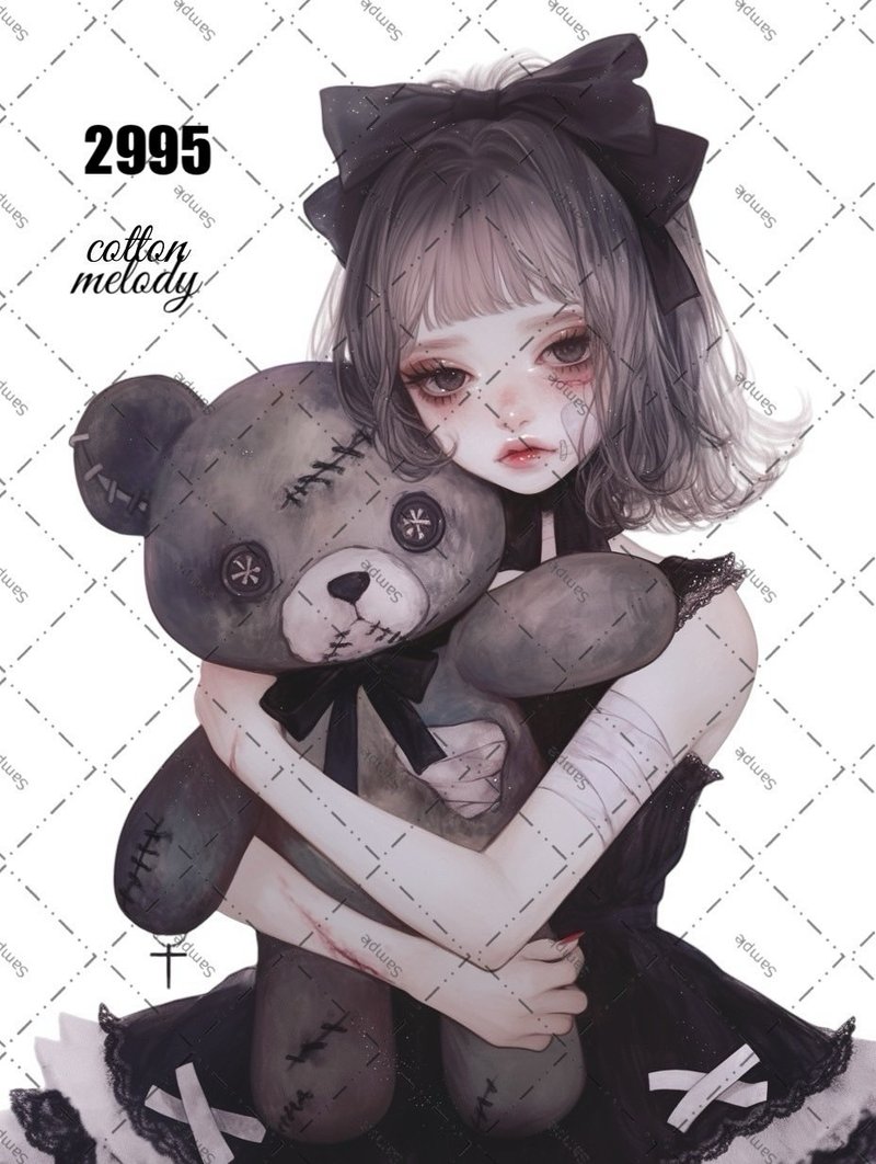 nene様コラボ企画対象 original sticker No.N2995 人物ステッカー オリジナルステッカー cotton melody ...