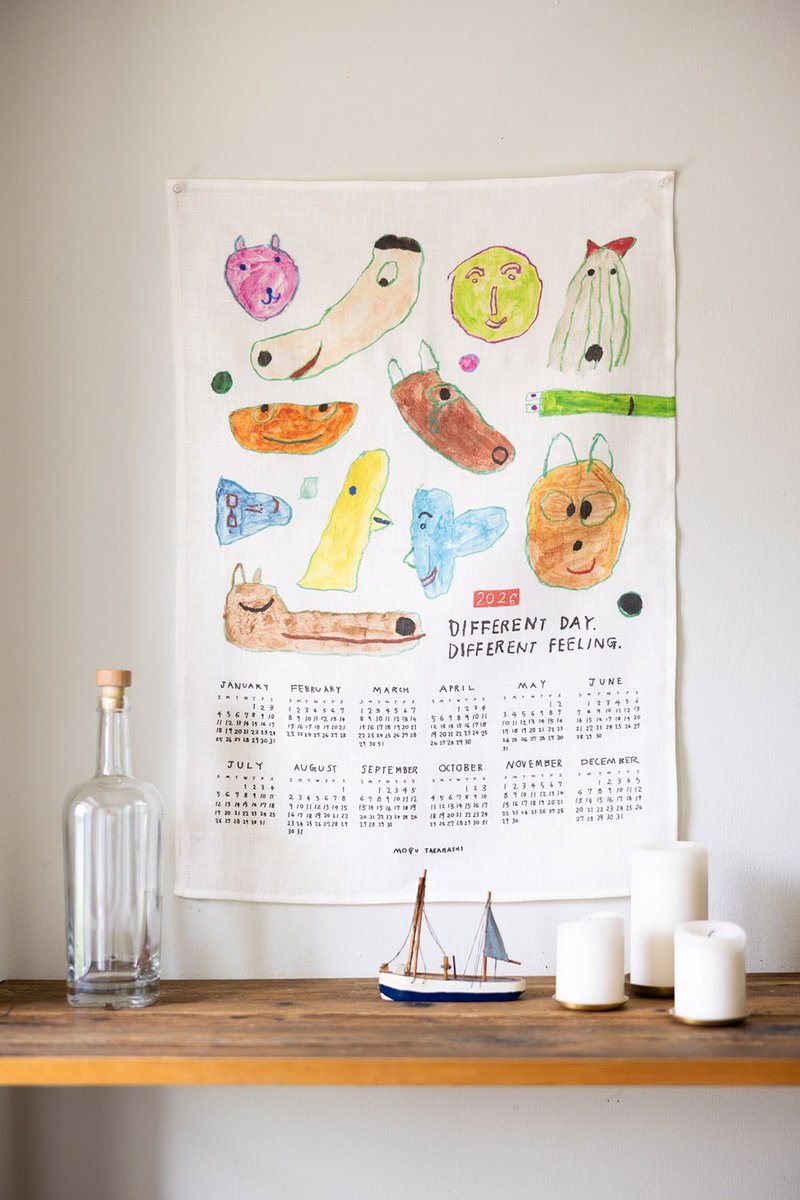 預購 - Mogu Takahashi 插畫款 2026 年曆/掛布 - 新的一天 Pinkoi Select | 設計生活選物｜海報/掛畫/掛布人氣榜 - Pinkoi