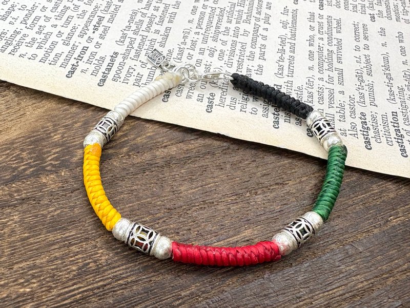 Sterling silver five-color thread silk Wax thread kumihimo bracelet ...