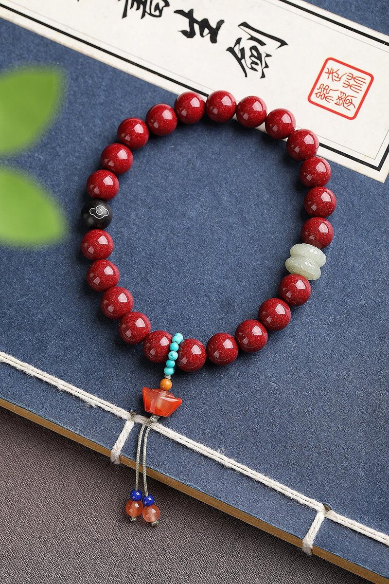 天然原礦硃砂精品紫金砂單圈手鏈 尺寸8mm左右 含量高達95%以上 水墨｜手鍊/手環人氣榜 - Pinkoi