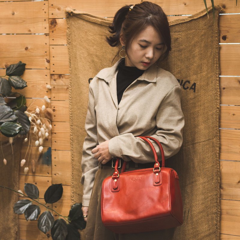 【情人節快速出貨|免費包裝】真皮優雅時尚波士頓包-5212cd紅 CALTAN DESIGN｜手提包/手提袋人氣榜 - Pinkoi