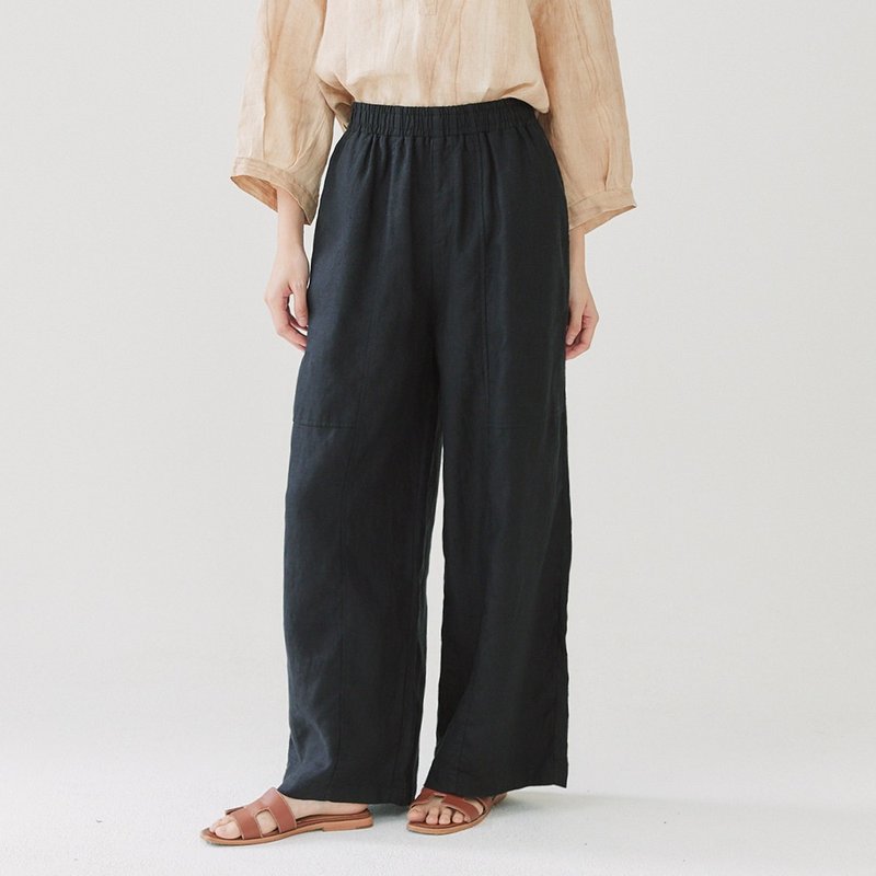 【Simply Yours】透氣亞麻直筒寬褲 黑F Simply Yours｜女長褲人氣榜 - Pinkoi