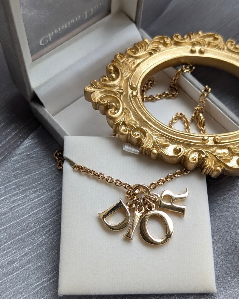 Vintage Dior letter necklace - Shop be-femi-vintage Necklaces - Pinkoi