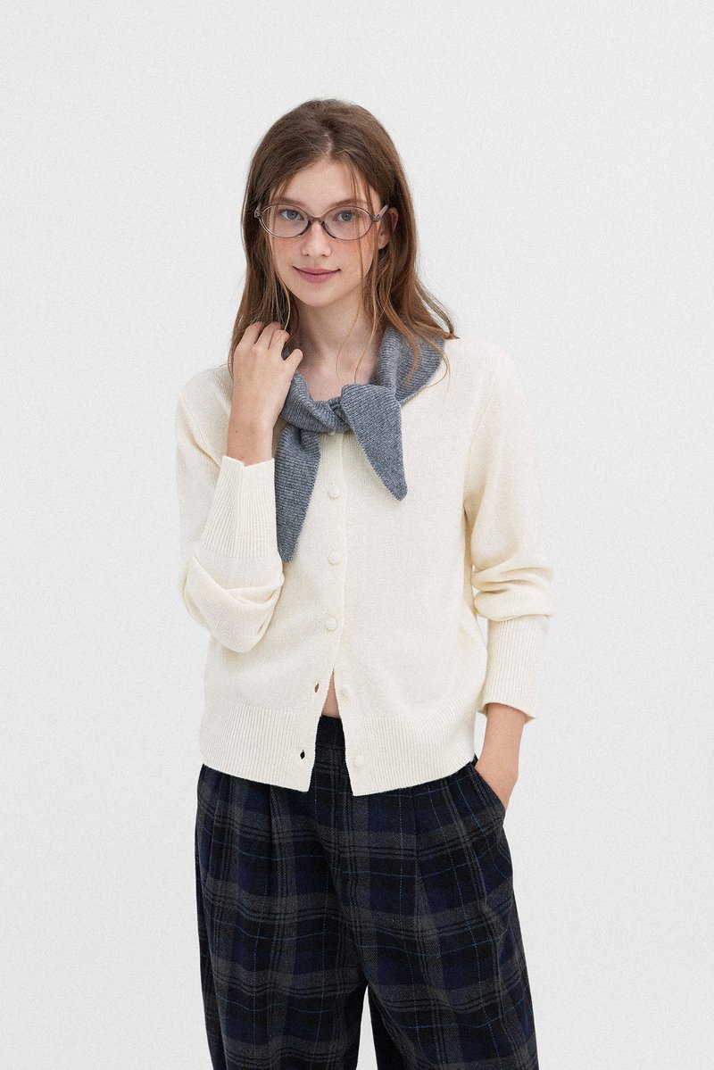 ゴハガール / スカーフカラーニットカーディガン / ウール100% - ショップ letm ニット・セーター - Pinkoi