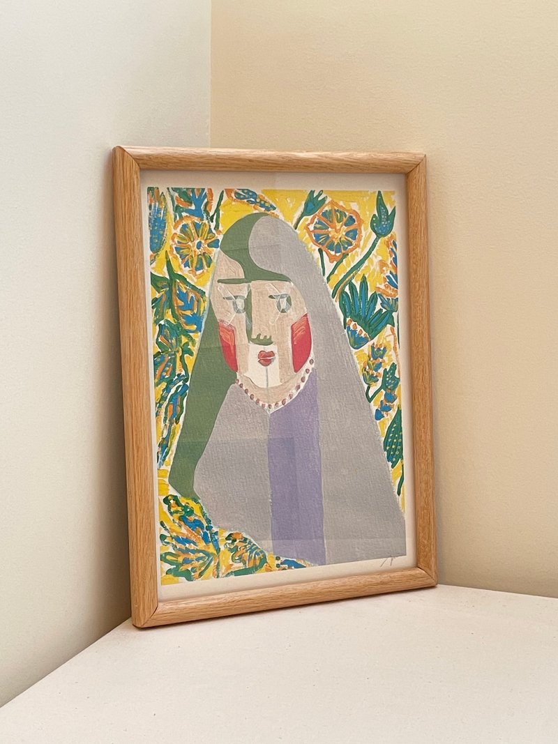 花園裏的蒙娜麗莎 A4原創手繪印刷繪圖 | 掛畫 | 限量 | 裝飾畫 小角落｜海報/掛畫/掛布人氣榜 - Pinkoi