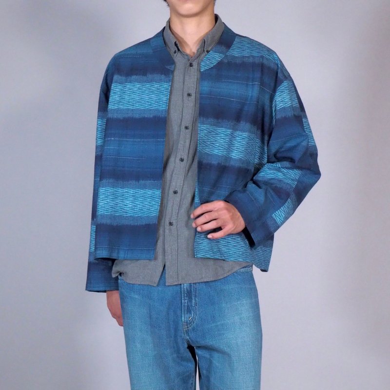 【日本製】復古和服重製長袖襯衫、淺色夾克、藍色漸變 UMUI｜男夾克/外套人氣榜 - Pinkoi