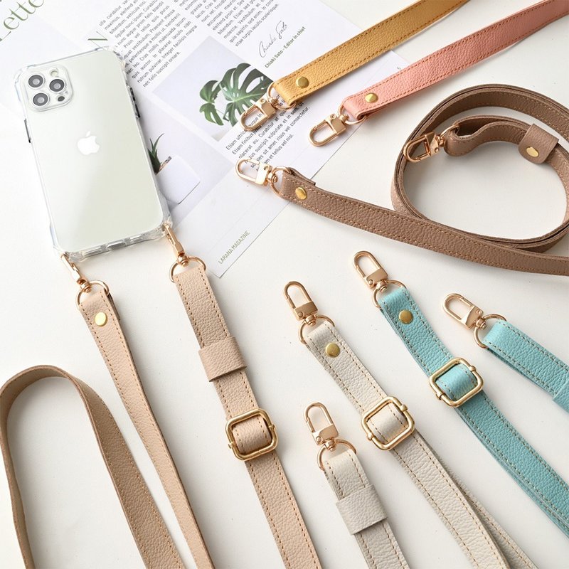 Adjustable Length Wide Strap [Shrink Leather] Shoulder Strap Smartphone ...