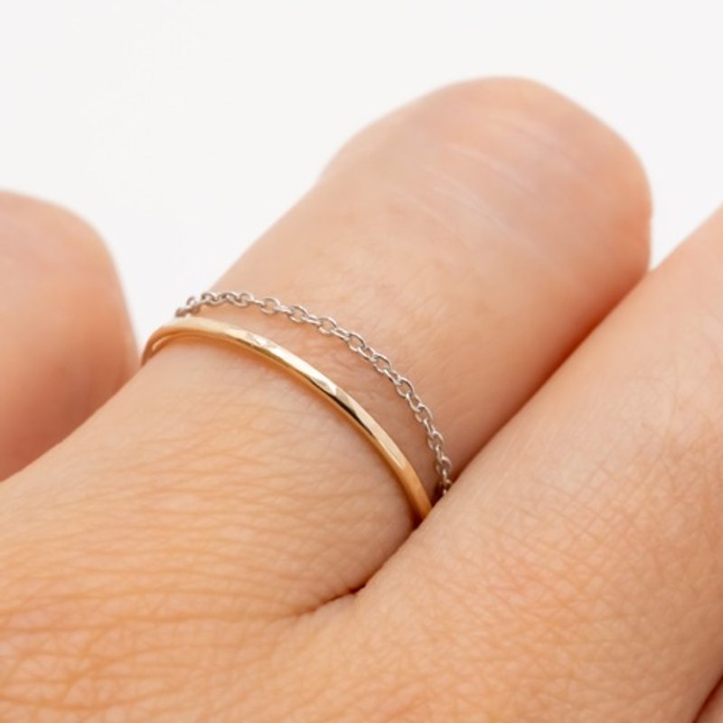 Thread chain ring hammered YG/PT lilyandcojewelry｜戒指人氣榜 - Pinkoi