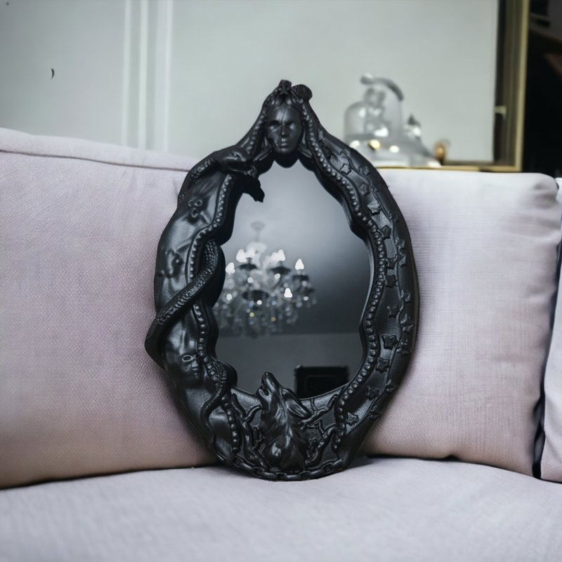 Irregular Wall Mirror Carved On Wood, Black mirror, Mirror Hel, Witch ...