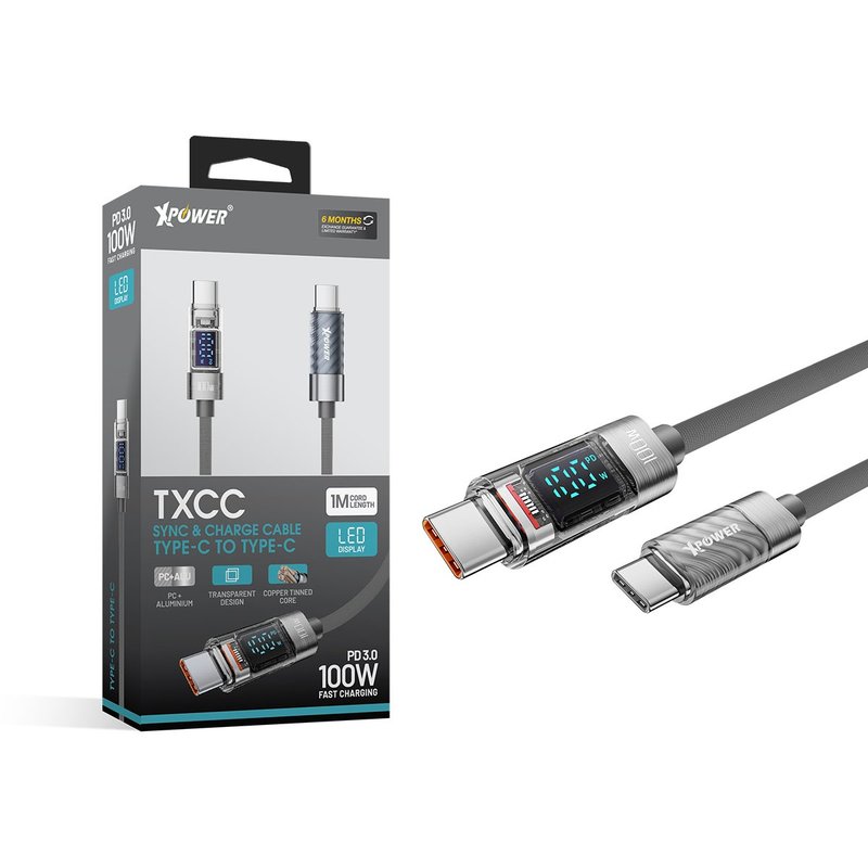 XPower TXCC LED顯示透明100W高速傳輸充電Type-C to Type-C線 皇者國際貿易有限公司｜行動電源/充電線人氣榜 ...