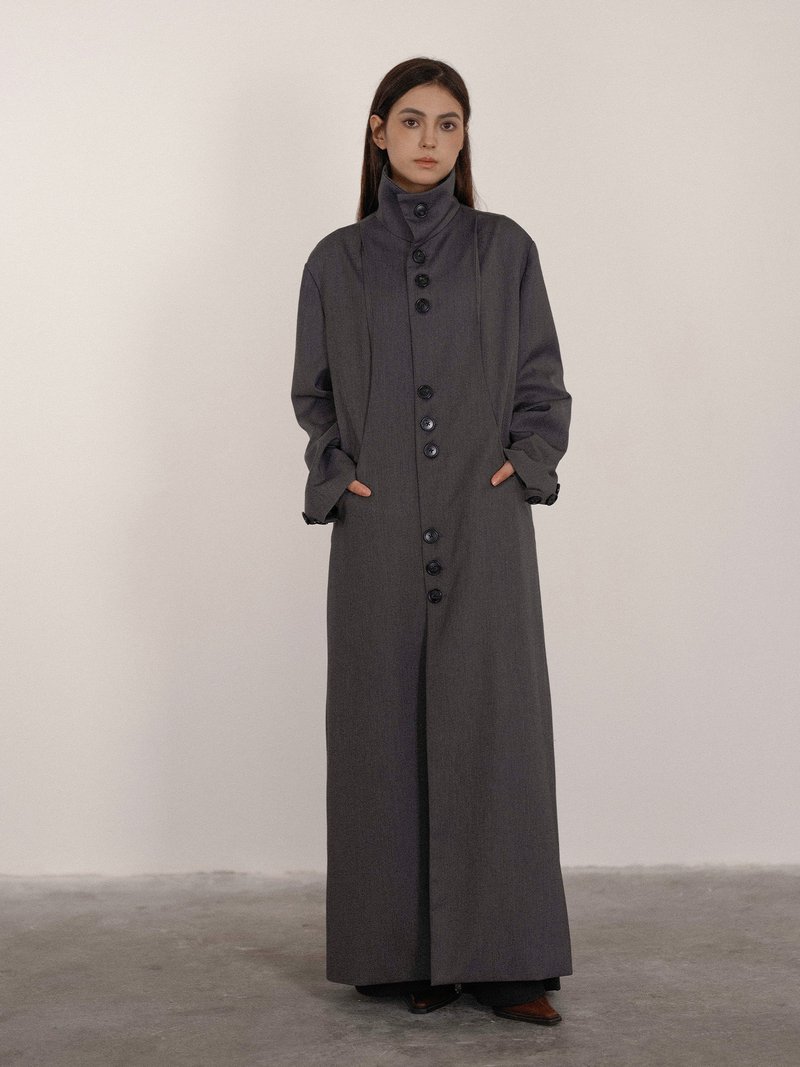 Old Money Style / Stand Collar Long Trench Coat - Shop wuhe Women's Casual & Functional Jackets ...