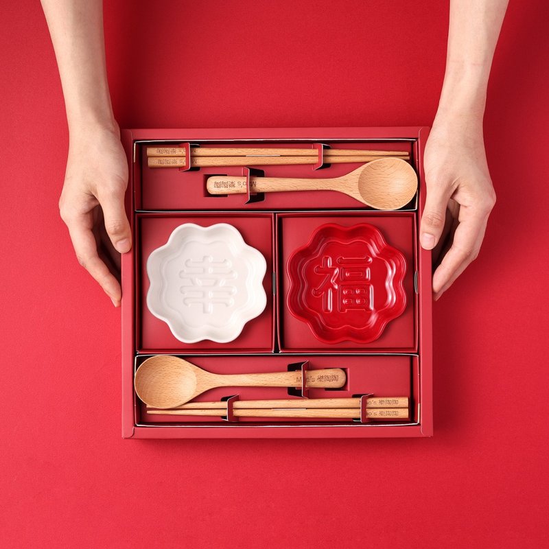 花見祝福 顯影醬油碟雙入/ 湯筷禮盒組 Mao’s樂陶陶｜碟子/醬料碟/醬油碟人氣榜 - Pinkoi