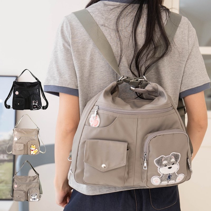 柴犬 飯糰包 毛巾繡 手提 斜背/後背/三用包【330004】 - 設計館 Kiro貓拼布包 後背包/書包 - Pinkoi