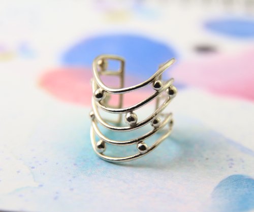 Sterling Silver Ring / Line&Circle / Stars' Track - Shop Silver Spring ...