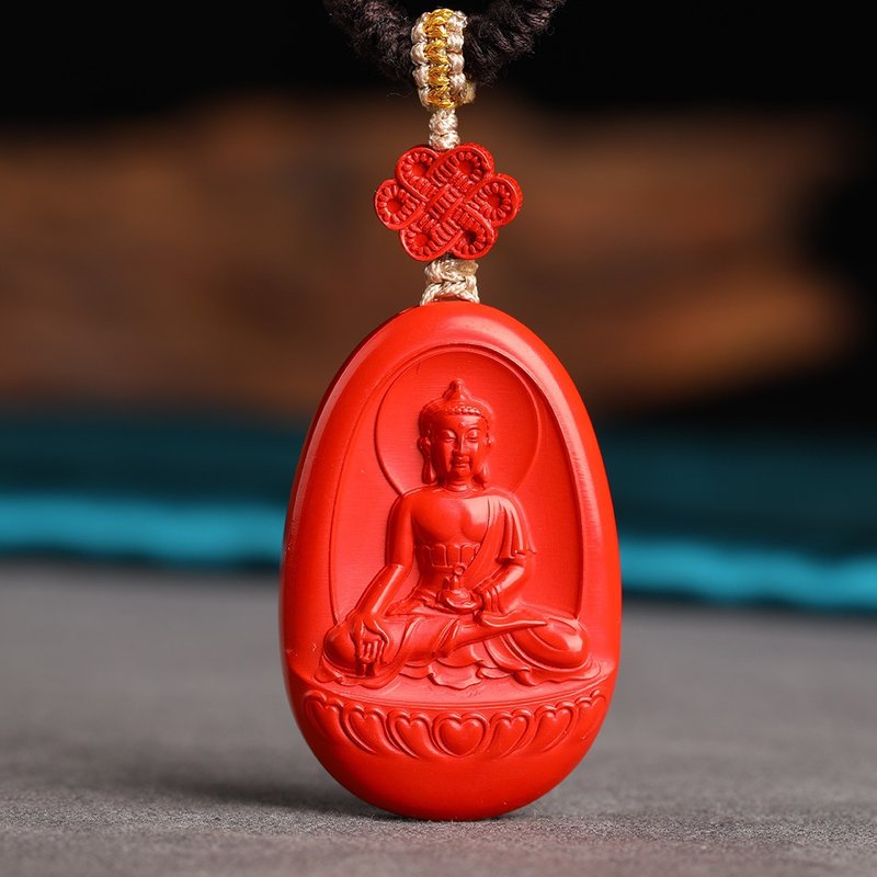 天然原礦硃砂精品紅砂藥師佛吊墜 硃砂含量高達95%以上 水墨｜項鍊人氣榜 - Pinkoi
