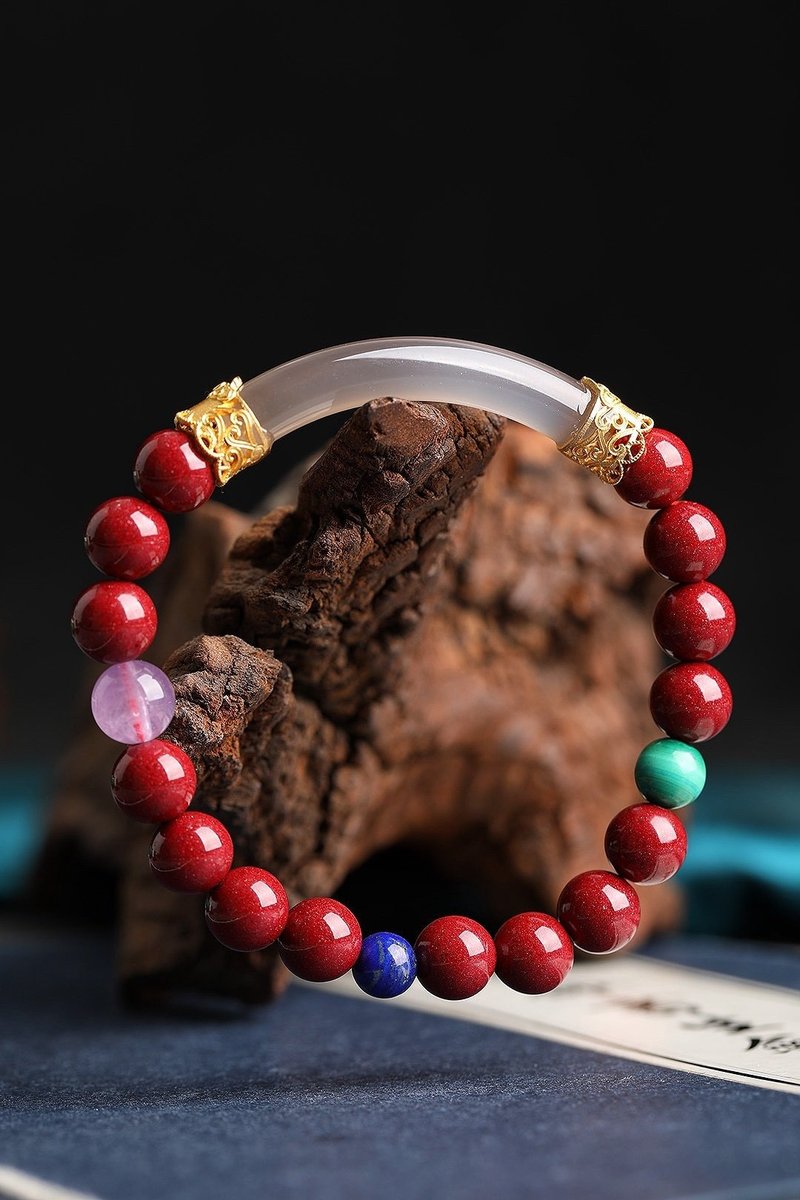 天然原礦硃砂精品紫金砂單圈手鏈 尺寸8mm左右 含量高達95%以上 水墨｜手鍊/手環人氣榜 - Pinkoi