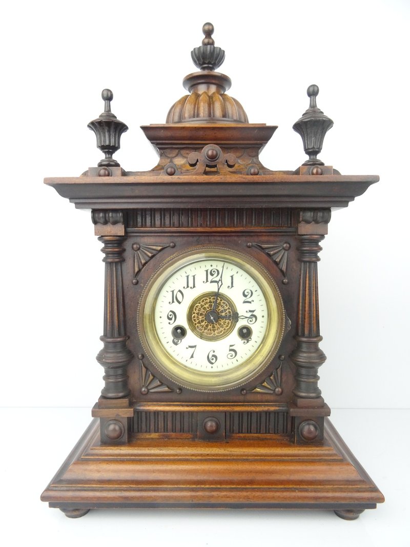 German Antique Mantel Bracket Clock Art Deco Junghans Castle 1920s Black Forest Dutchantique4you ...