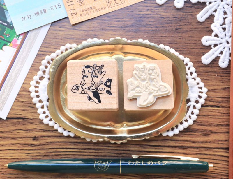 動物旅遊-飛機 楓木印章-日本CTFJ聯名款 Maruco小畫室｜印章/印台人氣榜 - Pinkoi