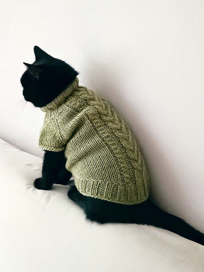 Aran cat sweater Sphynx sweater Wool cat jumper Turtleneck cat sweater ...