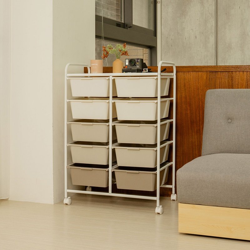 【ikloo】奶茶色雙排五層收納抽屜車 ikloo宜酷屋｜居家收納/收納盒/儲物盒人氣榜 - Pinkoi