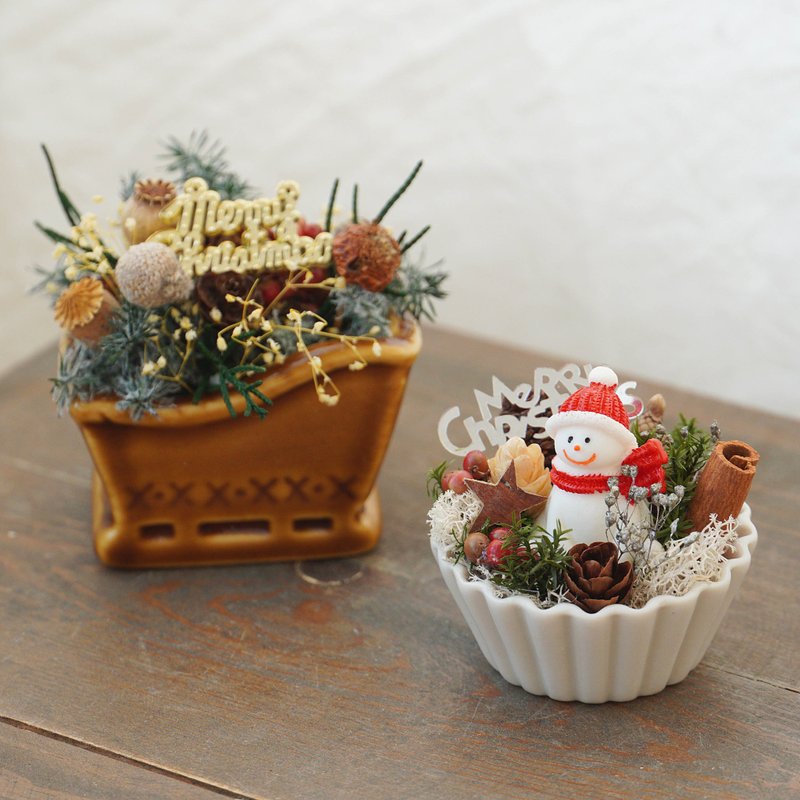 【聖誕小物1+1】雪人與雪撬 聖誕擺飾 SUN 風格花物｜乾燥花/永生花人氣榜 - Pinkoi