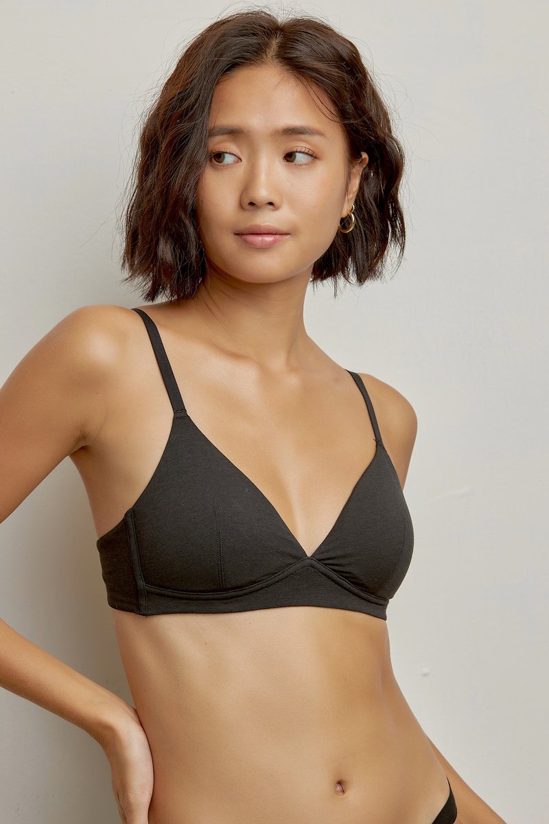 柔韌・莫代爾薄襯三角杯 - 純黑 韌 REN｜無鋼圈內衣｜女內衣褲人氣榜 - Pinkoi