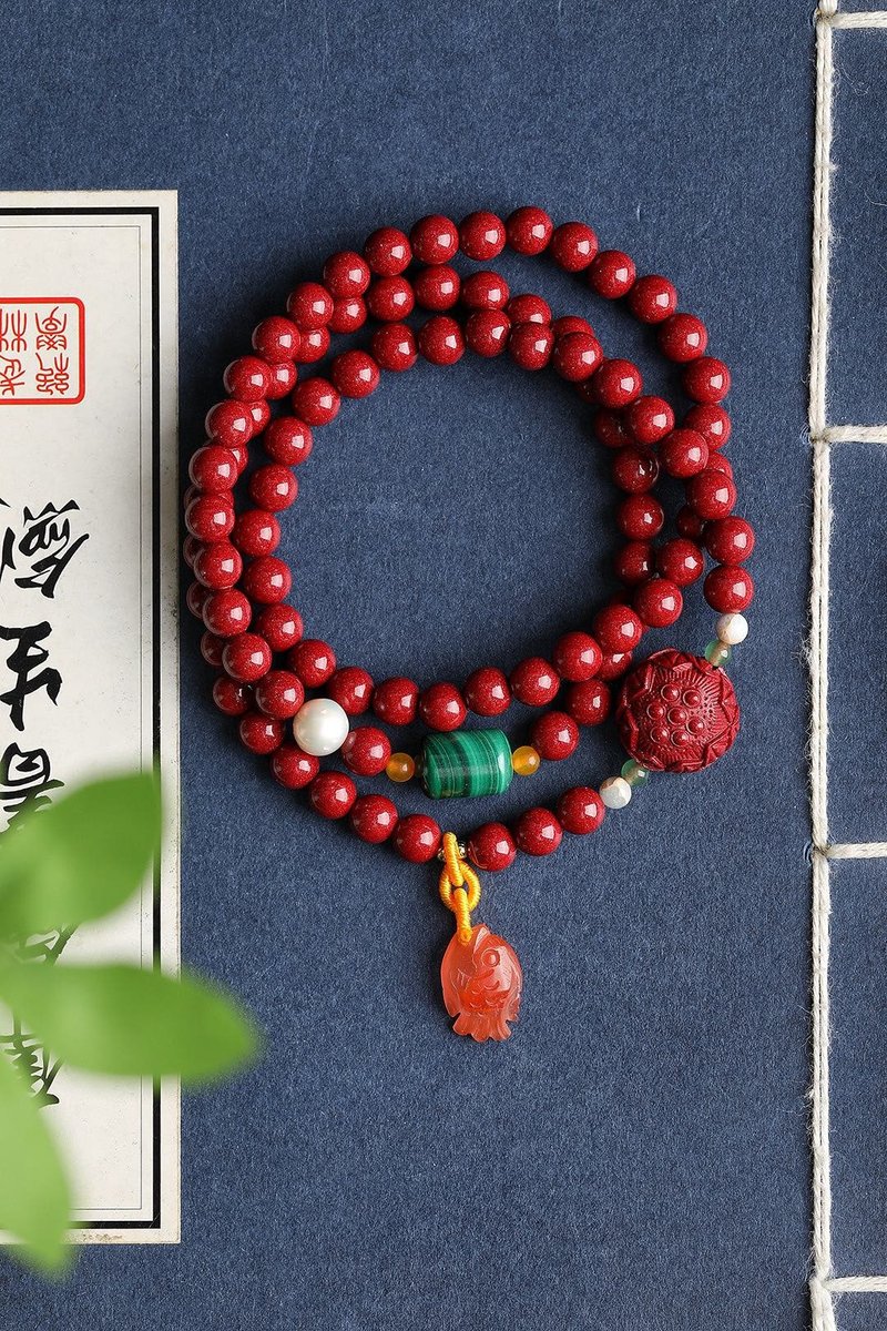 天然原礦硃砂精品紫金砂108顆佛珠項鏈毛衣鏈含量高達95%6mm - 設計館 水墨 手鍊/手環 - Pinkoi