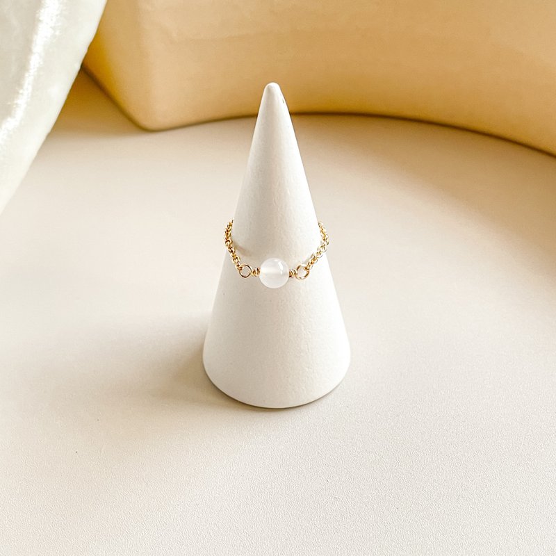 純淨白瑪瑙。14kgf 可調式鍊戒 elfe et ours 精靈與熊｜戒指人氣榜 - Pinkoi