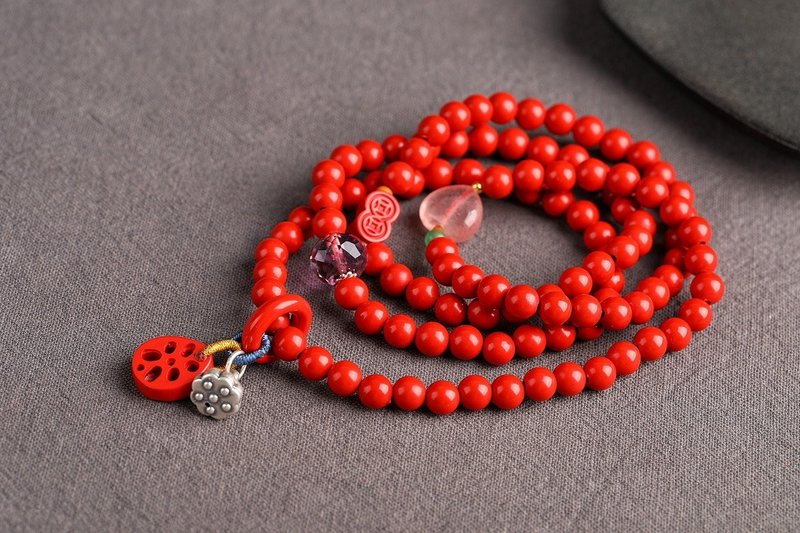 天然原礦硃砂精品紅砂108顆佛珠項鏈規格6mm 硃砂含量高達95%以上 水墨｜手鍊/手環人氣榜 - Pinkoi