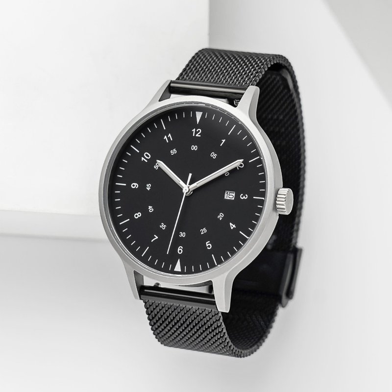 BIJOUONE彼樹灣B70黑色表盤黑色鋼帶日歷夜光指針男女精鋼手錶 BIJOUONE｜女錶人氣榜 - Pinkoi