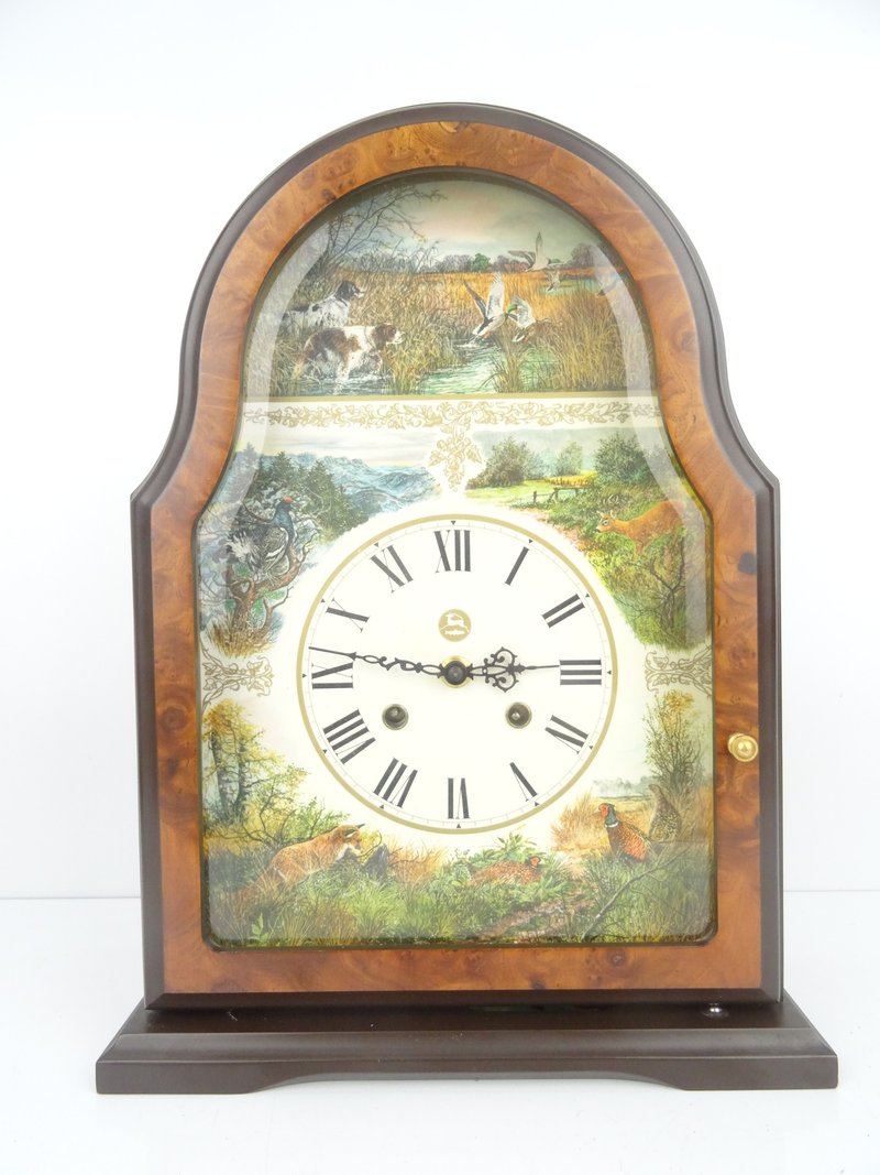 German Antique Vintage Bracket Wall Clock Black Forest HUNTING (Junghans era) Dutchantique4you ...