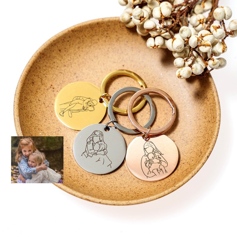 Customized sketch round card key ring - Shop alwaysdesign Keychains ...