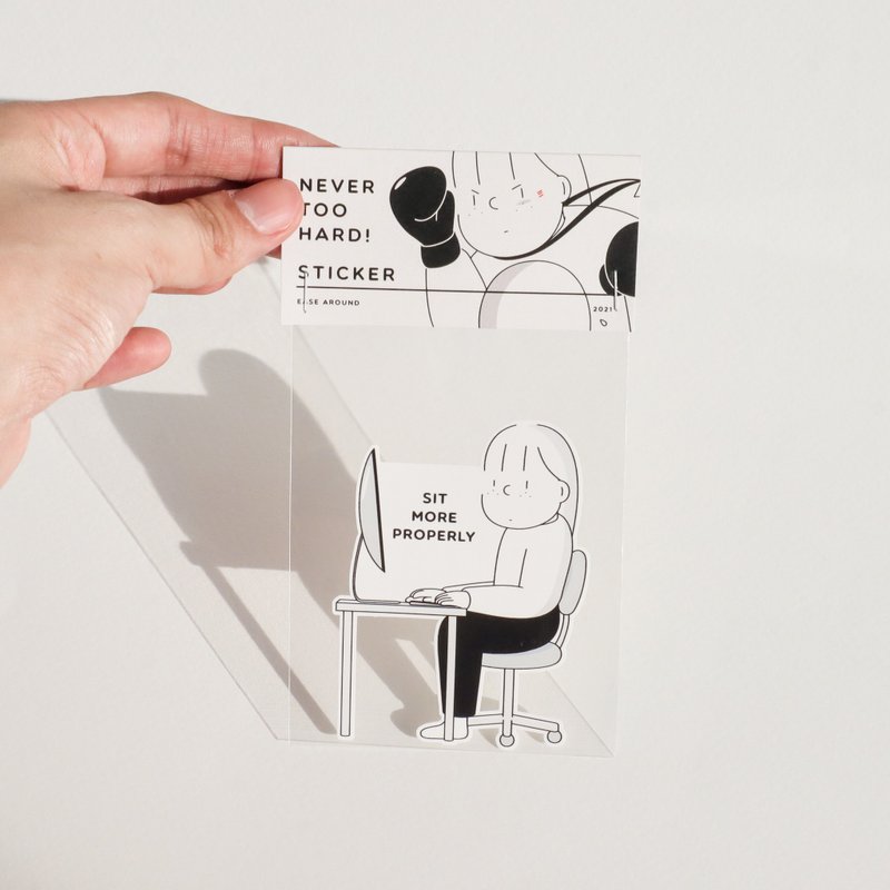 STICKER - SIT MORE PROPERLY NOW - 設計館 ease around 貼紙 - Pinkoi