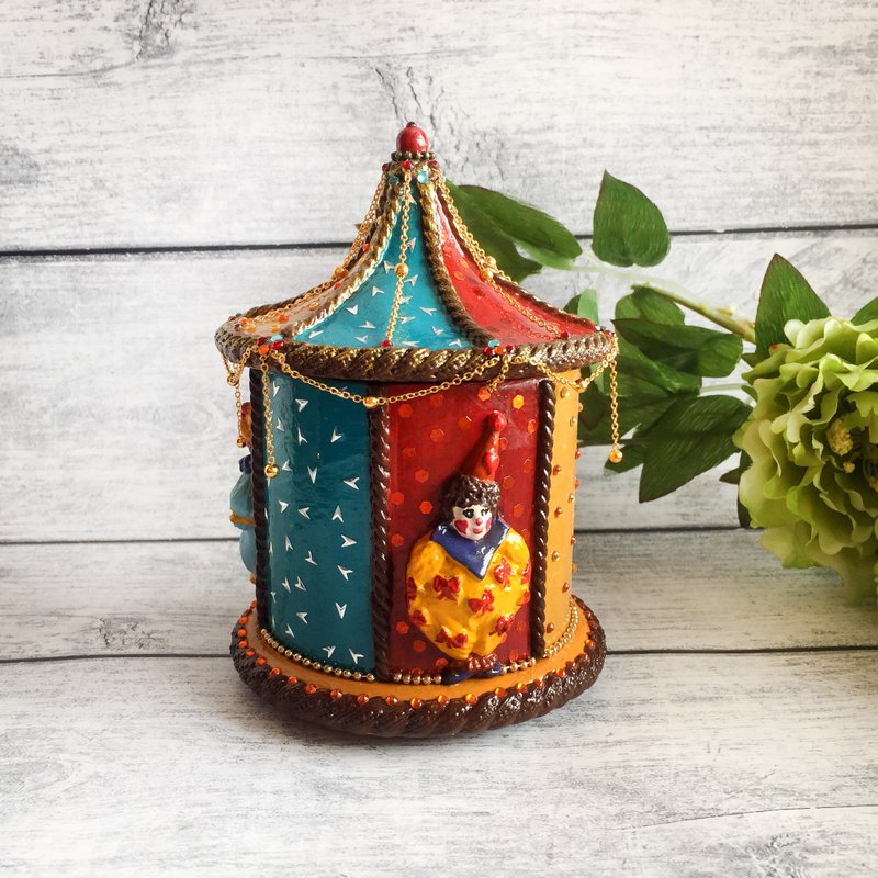 Blue jewelry box Carousel,Treasure box,Bright jewelry storage,Christmas ...
