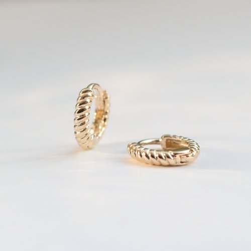 14K 金螺旋紋耳扣耳環 (單個(內徑 6mm ) - 設計館 CHARIS GRACE 耳環/耳夾 - Pinkoi
