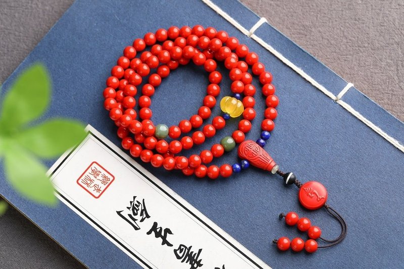 天然原礦硃砂精品紅砂108顆佛珠手鏈項鏈硃砂含量高達95% 水墨｜手鍊/手環人氣榜 - Pinkoi