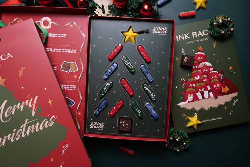 典藏聖誕巧克力禮盒。含禮盒提袋 Pink Bacca Chocolate 粉紅貝麗巧克力店｜巧克力人氣榜 - Pinkoi