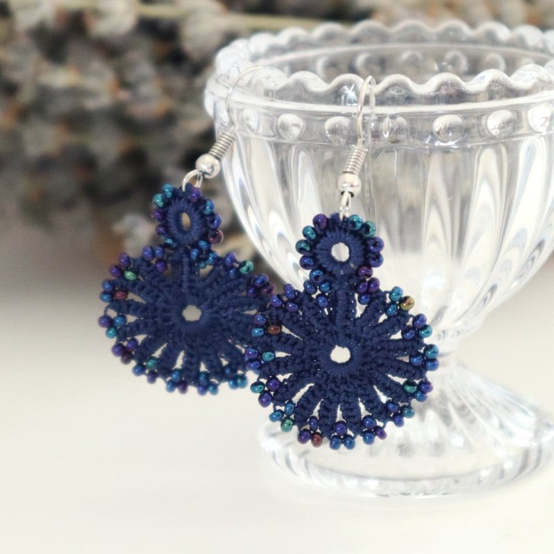 OYA crochet Earrings - TAROT - Indigo - Shop AYTURK Earrings & Clip-ons - Pinkoi