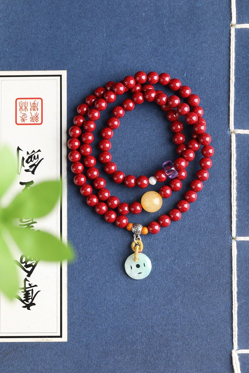 天然原礦硃砂精品紫金砂108顆佛珠手鏈 硃砂含量高達95%以上 水墨｜手鍊/手環人氣榜 - Pinkoi