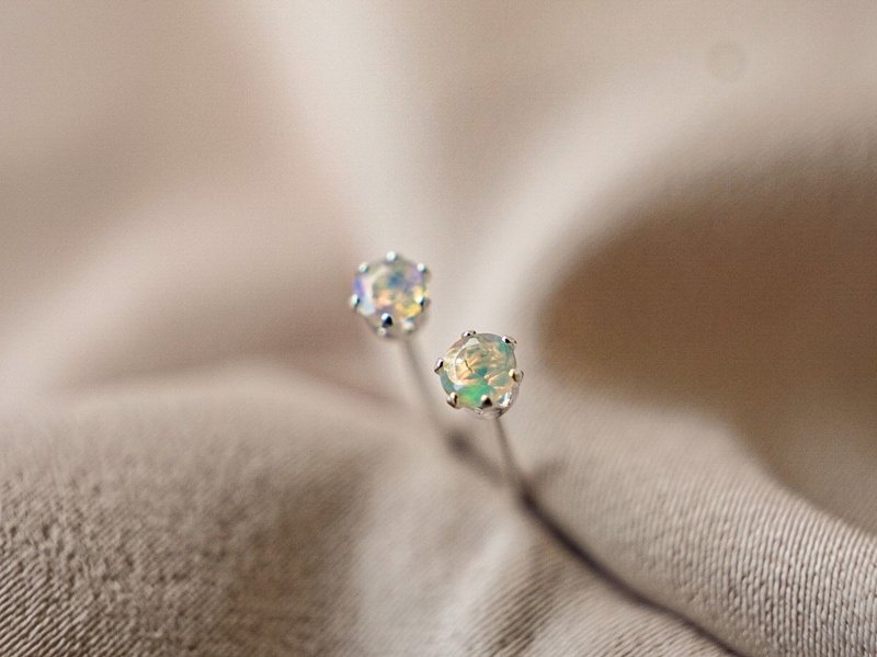 SV925 Tiny Opal Stud Earrings, 3mm, Diamond Cut, 925 Sterling Silver - Shop Robber 925 Silver ...