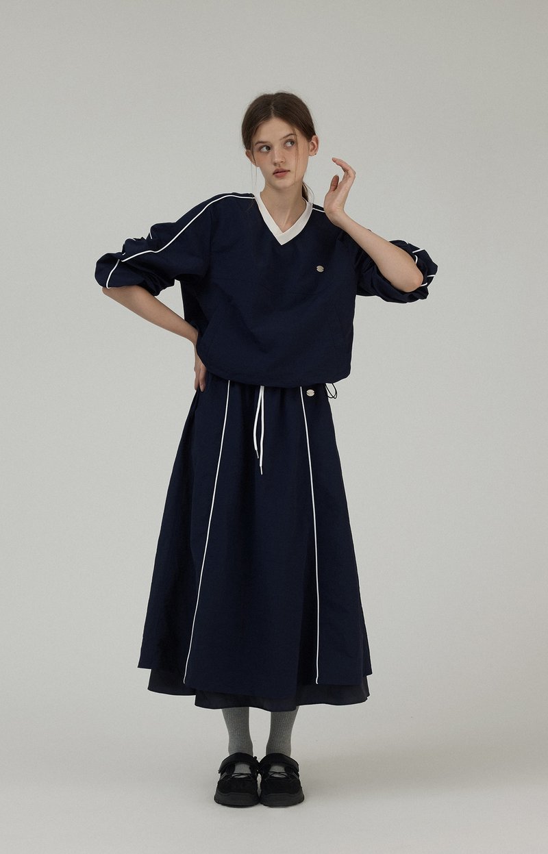 北歐athflow 復古微皺肌理v領上衣 半裙套裝 Letm｜女上衣/長袖上衣人氣榜 - Pinkoi