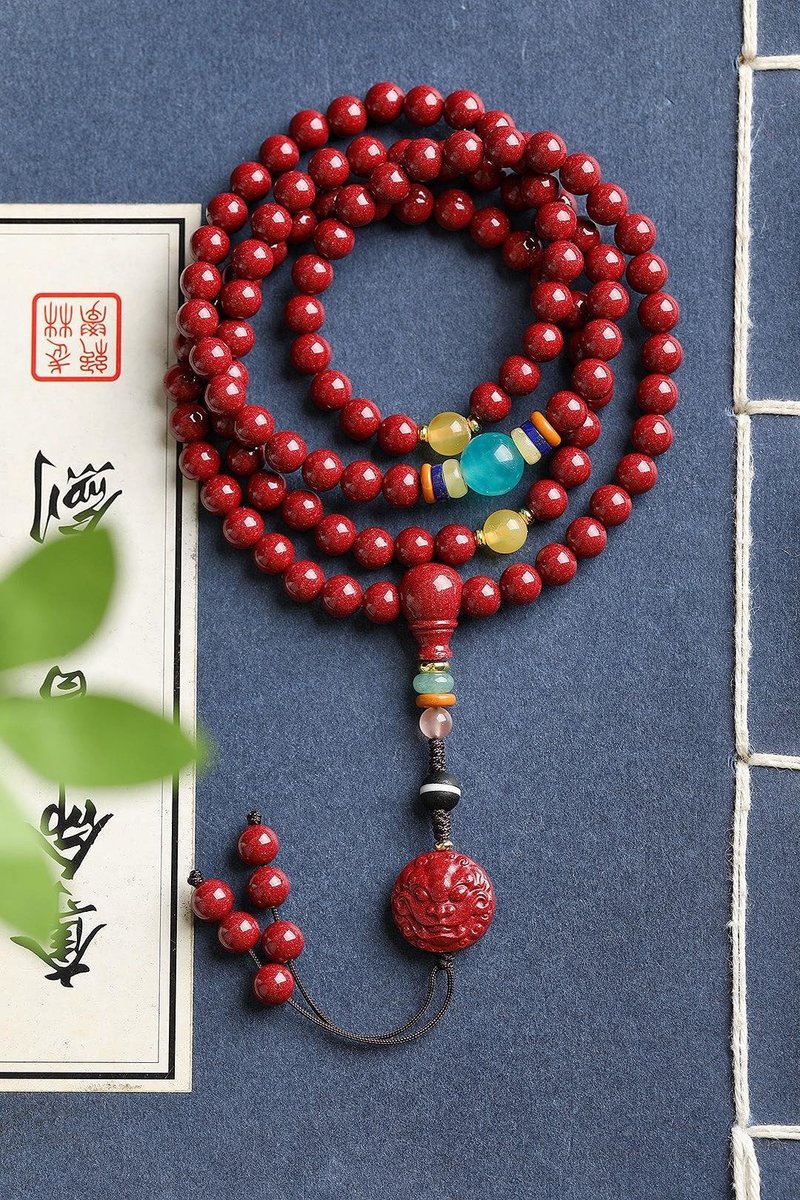 天然原礦硃砂精品紫金砂108顆佛珠手鏈 硃砂含量高達95% 水墨｜手鍊/手環人氣榜 - Pinkoi