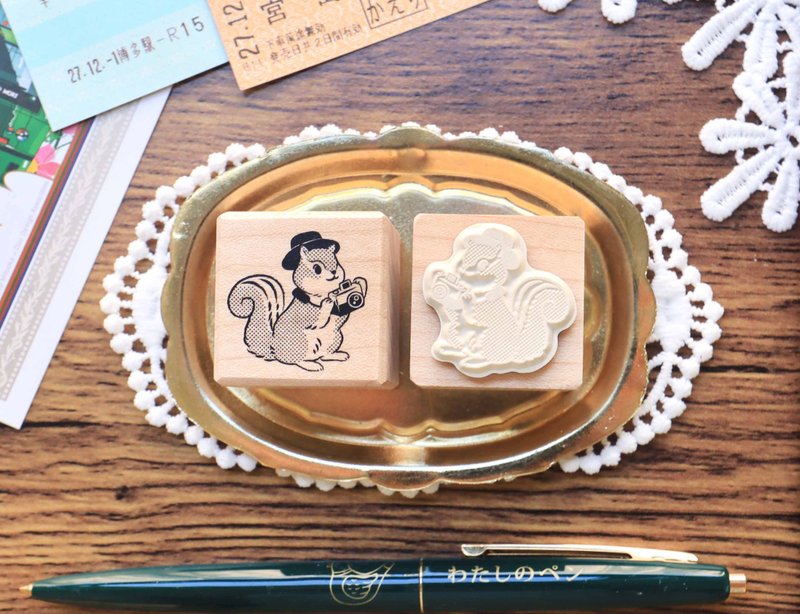 動物旅遊-松鼠 楓木印章-日本CTFJ聯名款 Maruco小畫室｜印章/印台人氣榜 - Pinkoi