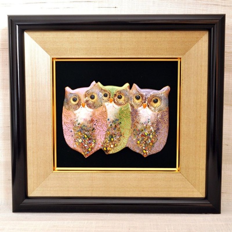 3羽のふくろうの七宝焼 飾り額 【受注制作】 Uncle Z, Cloisonne enamel studio - Pinkoi 限時優惠活動