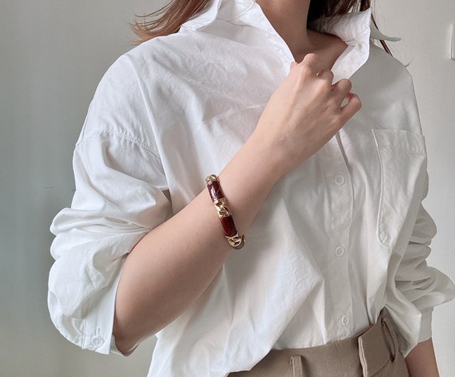 Second hand Loewe leather and metal bracelet Shop autrefois hk Bracelets Pinkoi