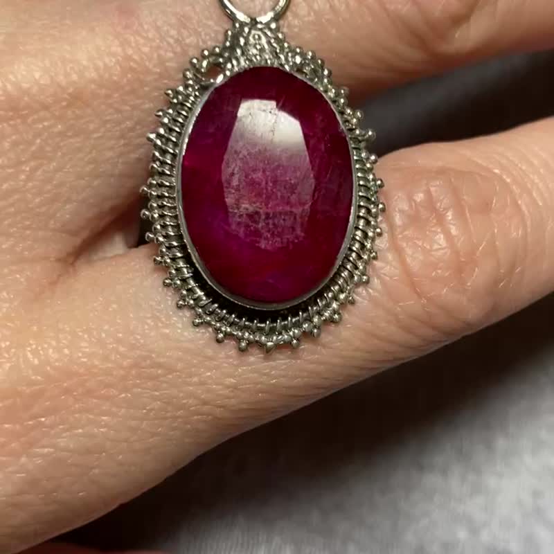 Natural Red Corundum Ruby Pendant Made in India 925 Sterling Silver ...