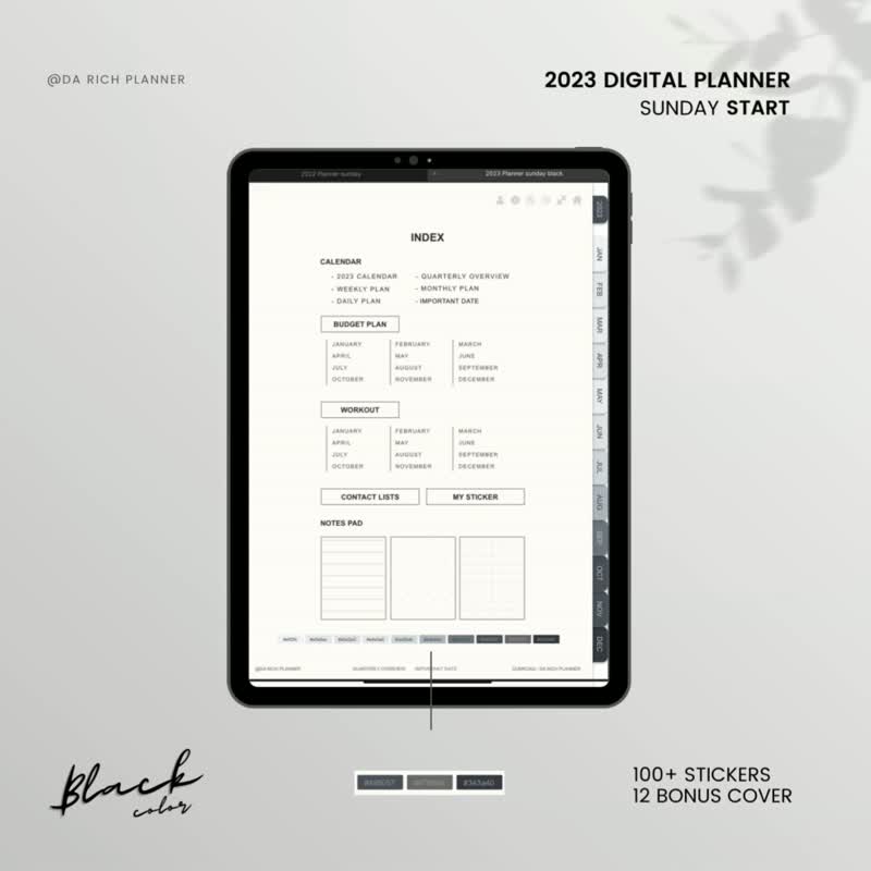 【數位】2023 Minimal Digital Planner Black Color | Goodnotes,Notability ...
